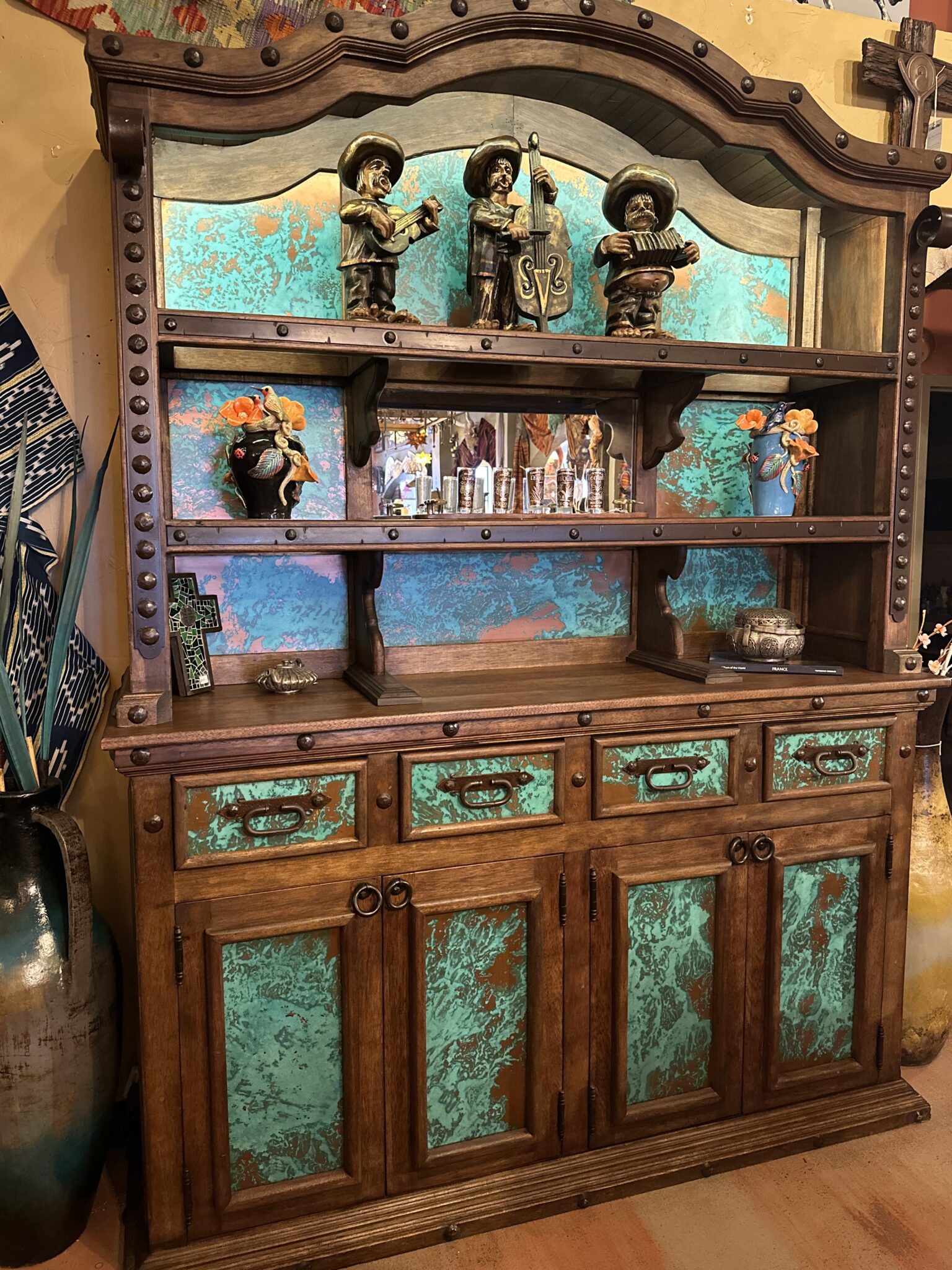 Blue Acid Washed Copper Back Bar - The Rustic Gallery